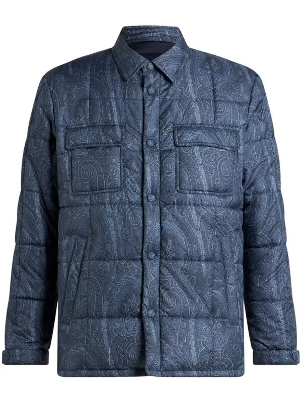 Etro Quilted Printed Shirt Jacket - Blue