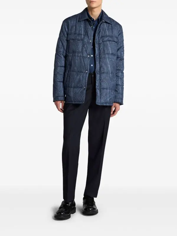 Etro Quilted Printed Shirt Jacket - Blue