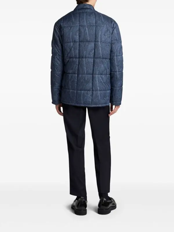 Etro Quilted Printed Shirt Jacket - Blue
