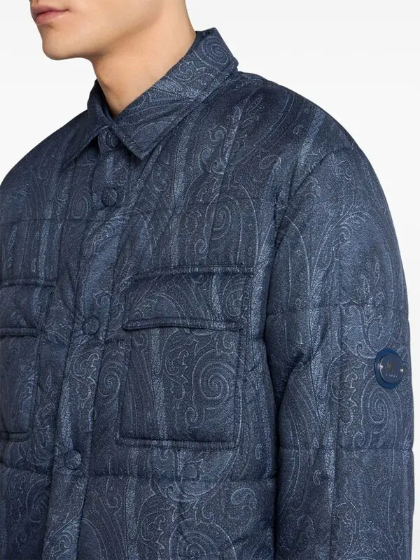 Etro Quilted Printed Shirt Jacket - Blue