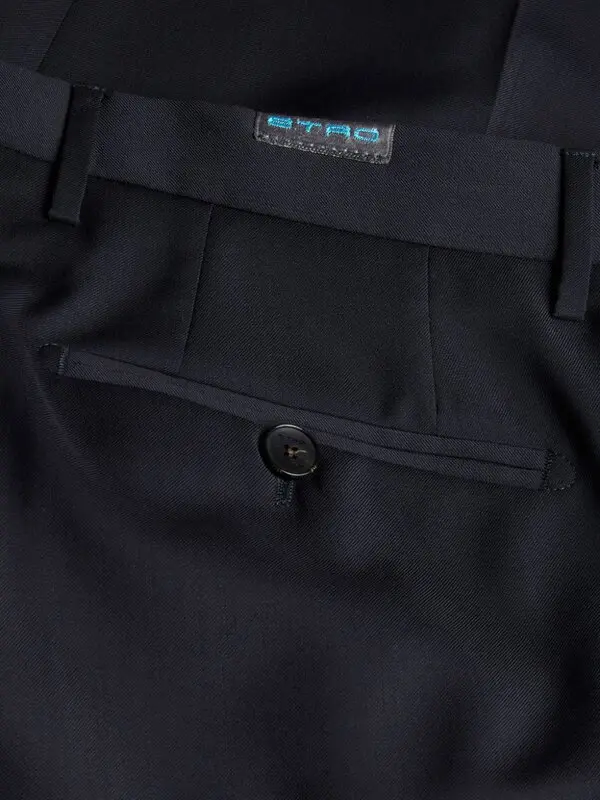 Etro Tapered Wool Trousers - Blue