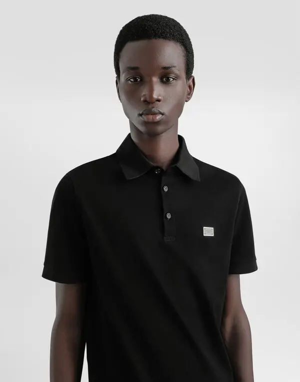Dolce & Gabbana Cotton Polo-shirt With Logo Tag - Black