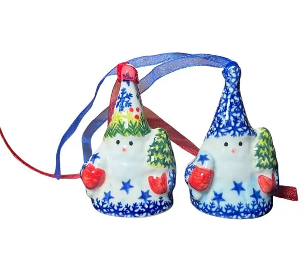 LIDIA'S POLISH POTTERY Set Of Two Santa Ornamen Ts - One-color
