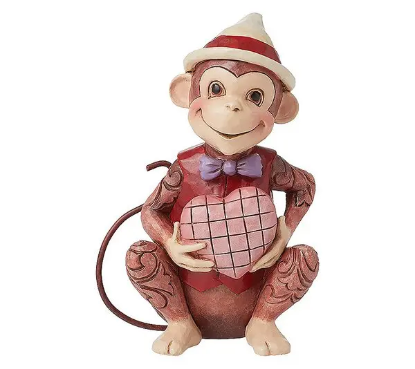 JIM SHORE Monkey With Heart Figurine 4.3in H - One-color