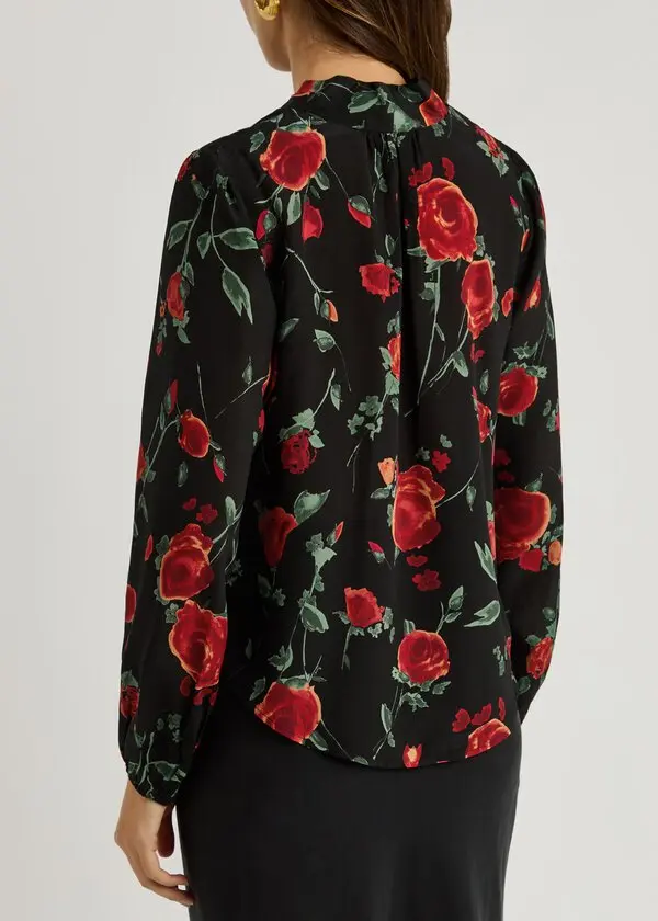 Rixo Moss Floral-print Silk-chiffon Blouse