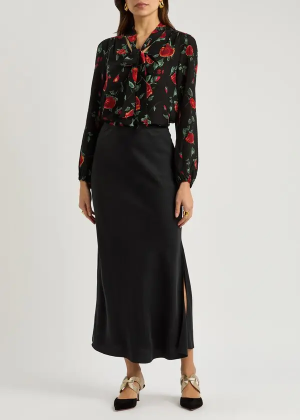 Rixo Moss Floral-print Silk-chiffon Blouse