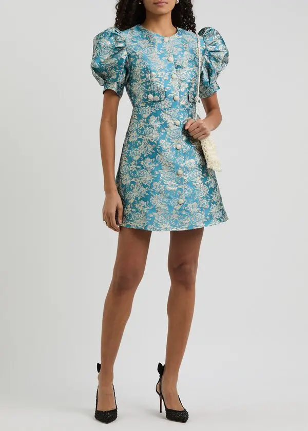 Sister Jane Floral-Brocade Mini Dress In Blue - 60% Off | Editorialist
