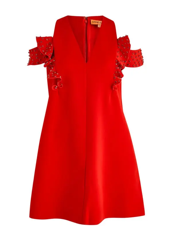 Stine Goya Ruffled Crystal-embellished Crepe Mini Dress
