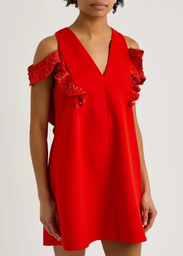 Stine Goya Ruffled Crystal-embellished Crepe Mini Dress