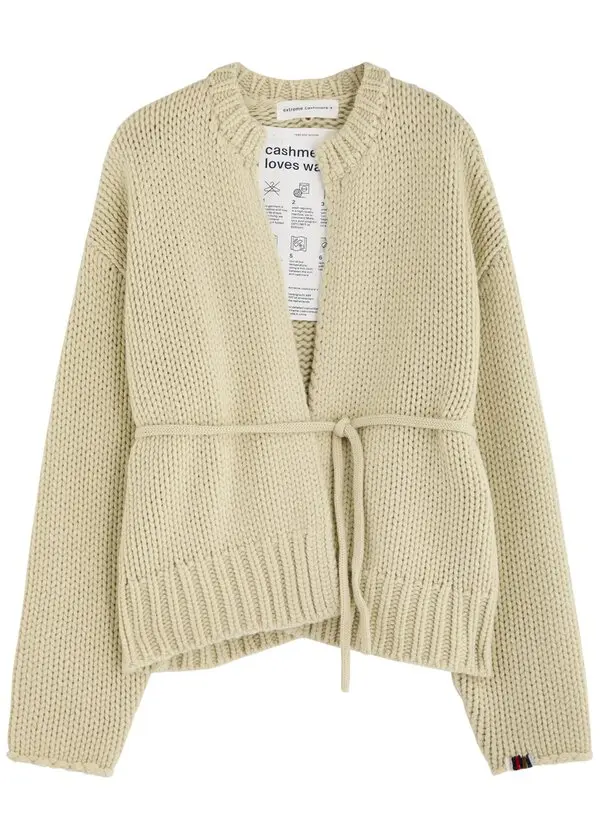 EXTREME CASHMERE X N°384 Ginza Belted Cashmere Cardigan - Beige