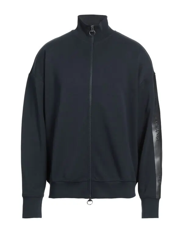 Armani Exchange Cotton-blend Zip-up Sweatshirt With Logo - Navy