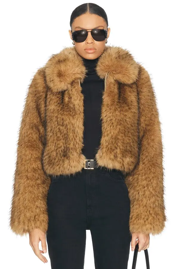 L'academie By Marianna Savoie Faux Fur Jacket - Beige