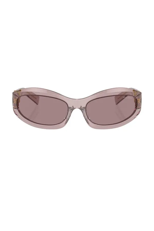Miu Miu Rectangular Sunglasses - Mauve Transparent