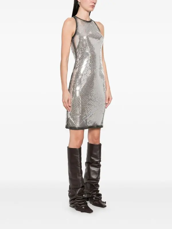 Attico Sequin-embellished Mini Dress - Silver