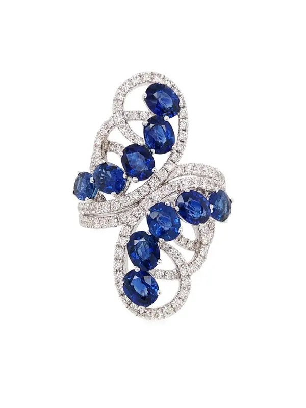 HYT JEWELRY 18k White Gold Sapphire And Diamond Ring - Silver