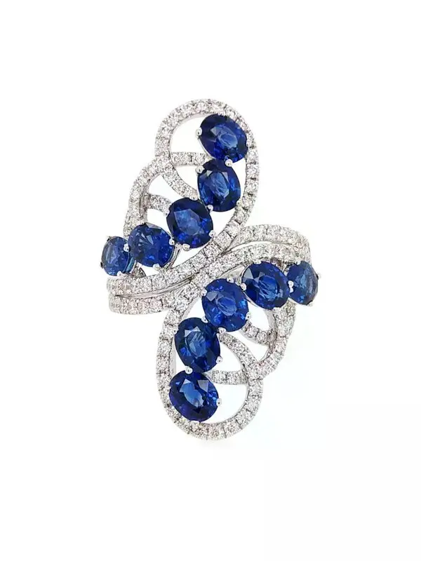 HYT JEWELRY 18k White Gold Sapphire And Diamond Ring - Silver