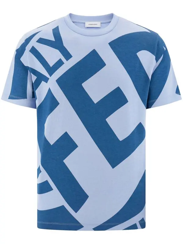 FERRAGAMO Graphic Print T-shirt - Blue