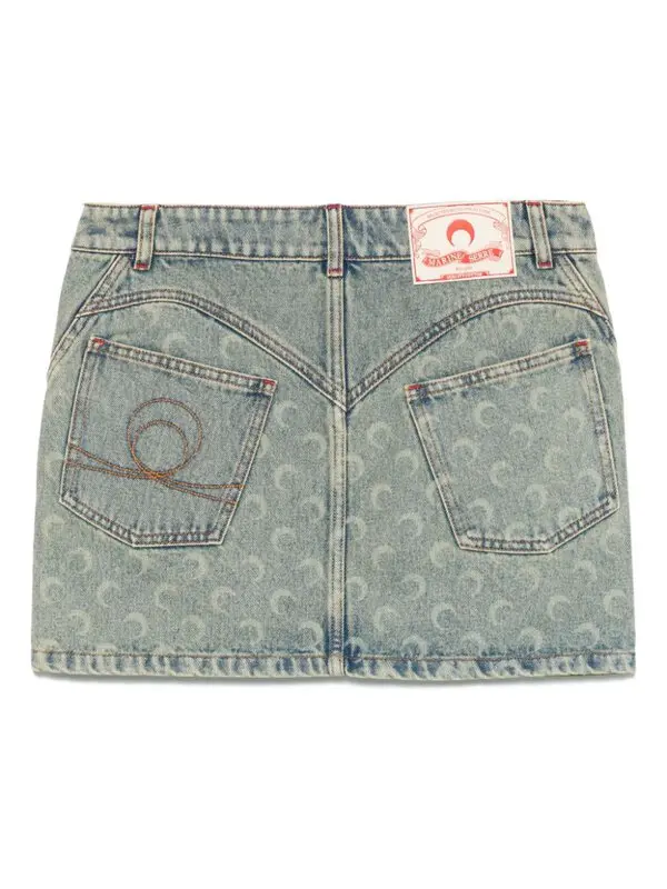 MARINE SERRE Moon Laser Denim Mini Skirt