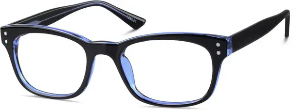 Zenni Rectangle Full Rim Eyeglasses - Black/blue