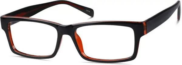 Zenni Rectangle Full Rim Eyeglasses - Black/red
