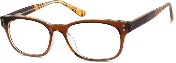 Zenni Rectangle Full Rim Plastic Frame Eyeglasses - Brown