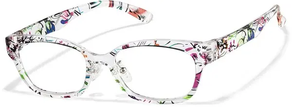 Zenni Rectangle Full Rim Plastic Frame Eyeglasses - Floral