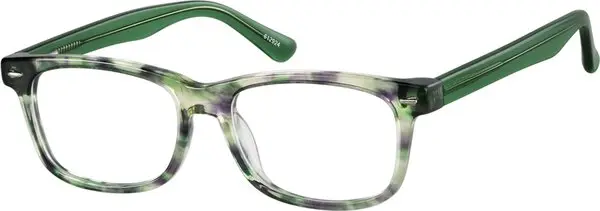 Zenni Rectangle Full Rim Plastic Frame Eyeglasses - Green Tortoisehell