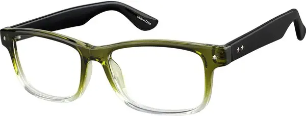 Zenni Rectangle Full Rim Plastic Frame Eyeglasses - Green