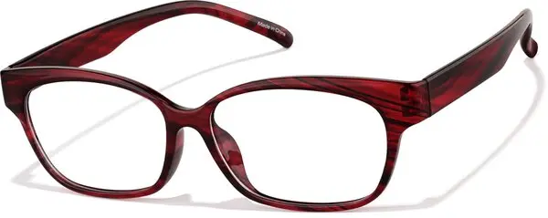 Zenni Rectangle Full Rim Plastic Frame Eyeglasses - Red