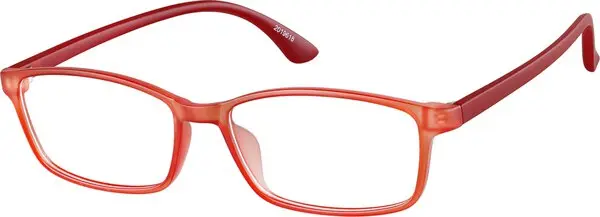 Zenni Rectangle Full Rim Plastic Frame Eyeglasses - Red