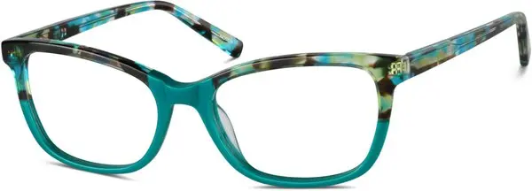 Zenni Rectangle Full Rim Frame Glasses - Teal