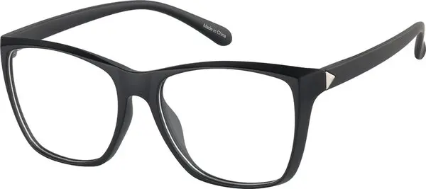 Zenni Square Glasses Plastic Full Rim Frame - Black