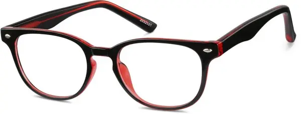 Zenni Square Full Rim Frame Glasses - Black/red