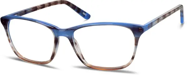 Zenni Square Full Rim Frame Glasses - Blue Pattern