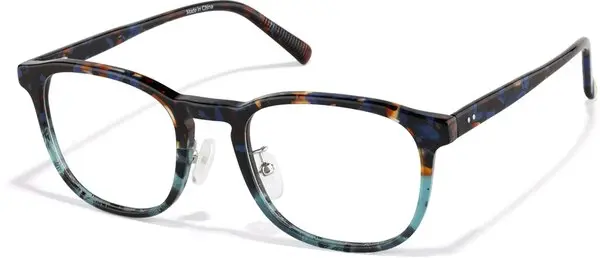 Zenni Square Full Rim Frame Glasses - Brown And Blue Tortoiseshell