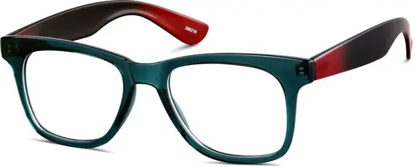 Zenni Square Eyeglasses Full Rim Frame - Dark Teal And Red