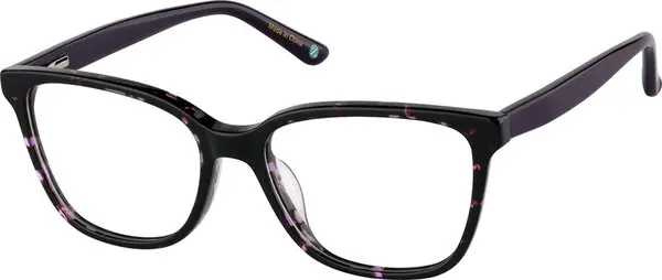 Zenni Square Glasses Plastic Full Rim Frame - Purple Multi