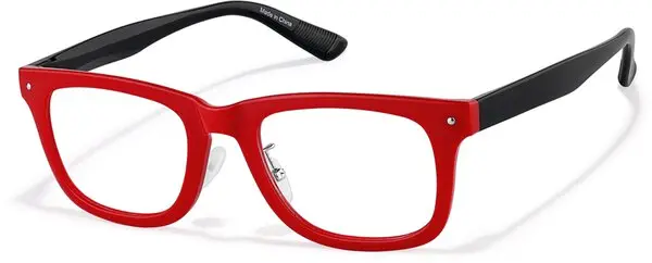Zenni Square Full Rim Frame Glasses - Red And Black