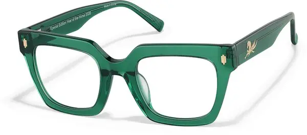 Zenni Square Full Rim Frame Glasses - Transparent Green