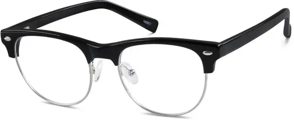 Zenni Retro Browline Glasses Mixed Full Rim Frame - Black