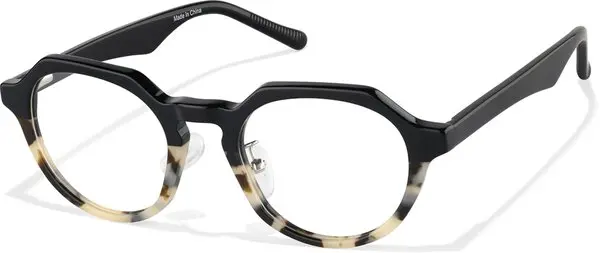 Zenni Geometric Full Rim Eyeglasses - Black And Cream Tortoiseshell