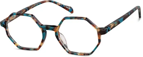 Zenni Geometric Full Rim Frame Eyeglasses - Brown/blue