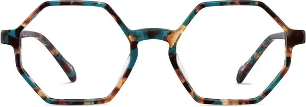 Zenni Geometric Full Rim Frame Eyeglasses - Brown/blue