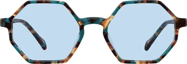 Zenni Geometric Full Rim Frame Eyeglasses - Brown/blue