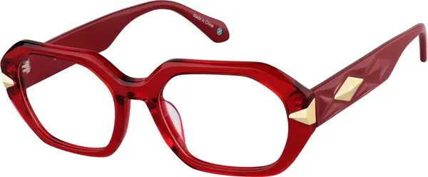 Zenni Geometric Full Rim Frame Glasses - Red