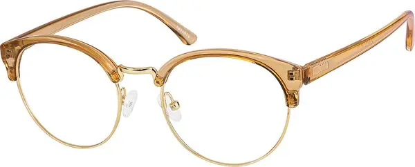 Zenni Browline Full Rim Frame Glasses - Honey