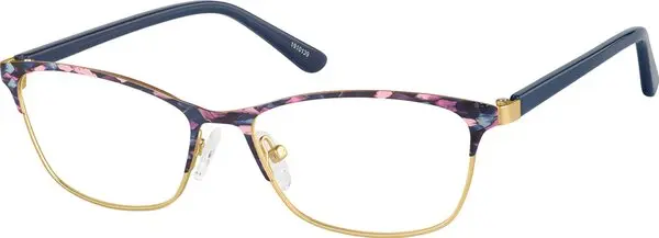 Zenni Browline Full Rim Frame Glasses - Pattern/gold