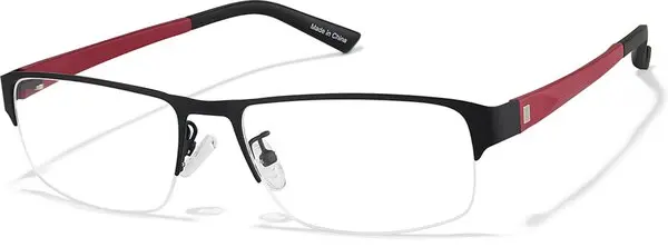 Zenni Rectangle Half-rim Glasses - Black And Red
