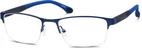 Zenni Rectangle Rimless Eyeglasses With Tone Accents - Blue