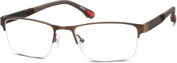 Zenni Rectangle Rimless Eyeglasses With Tone Accents - Brown